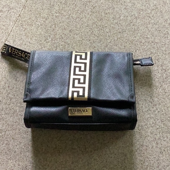 Versace | Bags | Versace Black With Gold Pouchtoiletrycosmetic Bag New ...